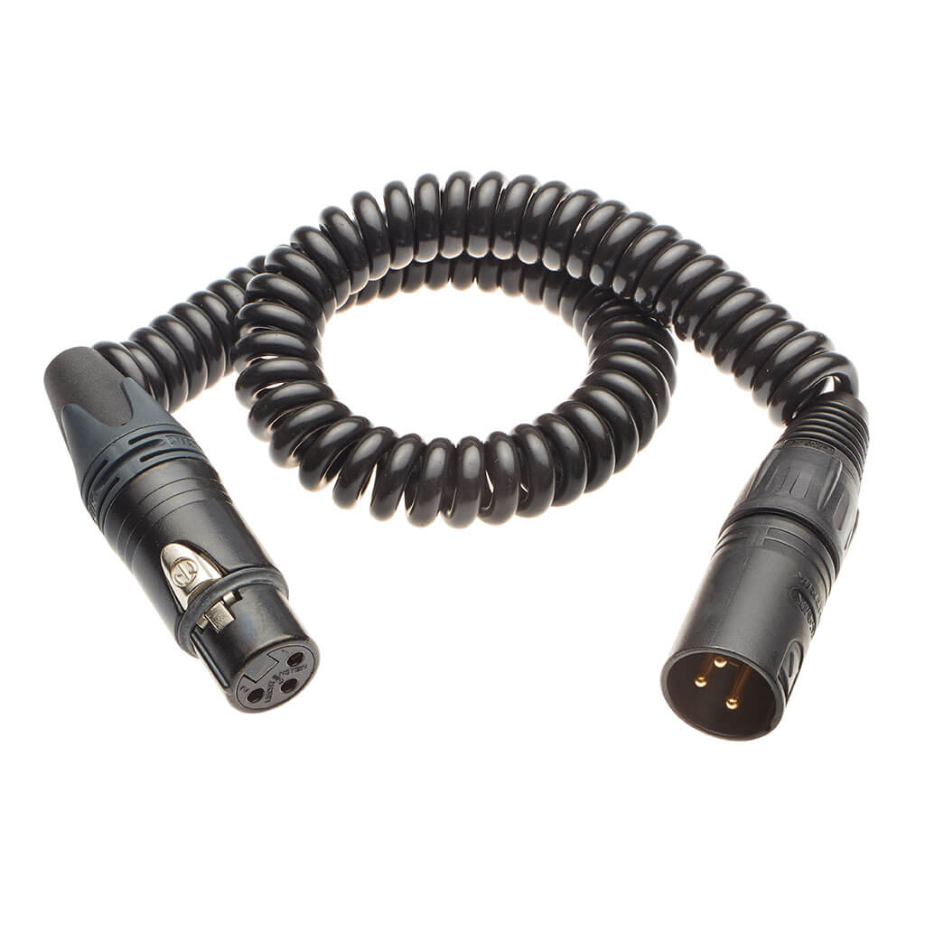XLR3M to XLR3F Right-Angle Coiled Cable | Gotham Sound